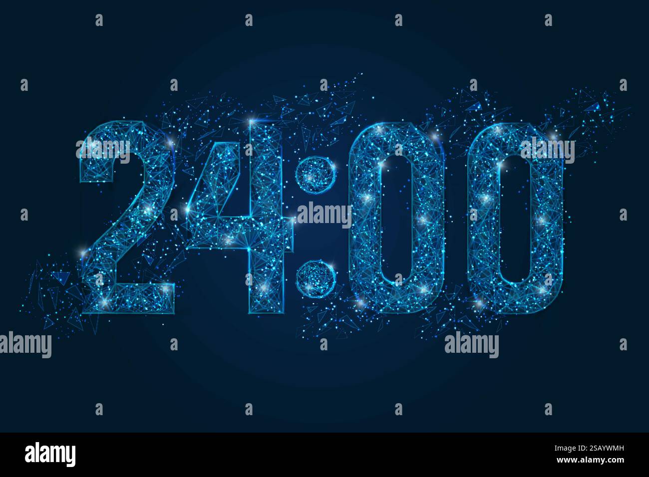 Abstract isolated blue image of 24 00 o clock , twelve am - pm ...