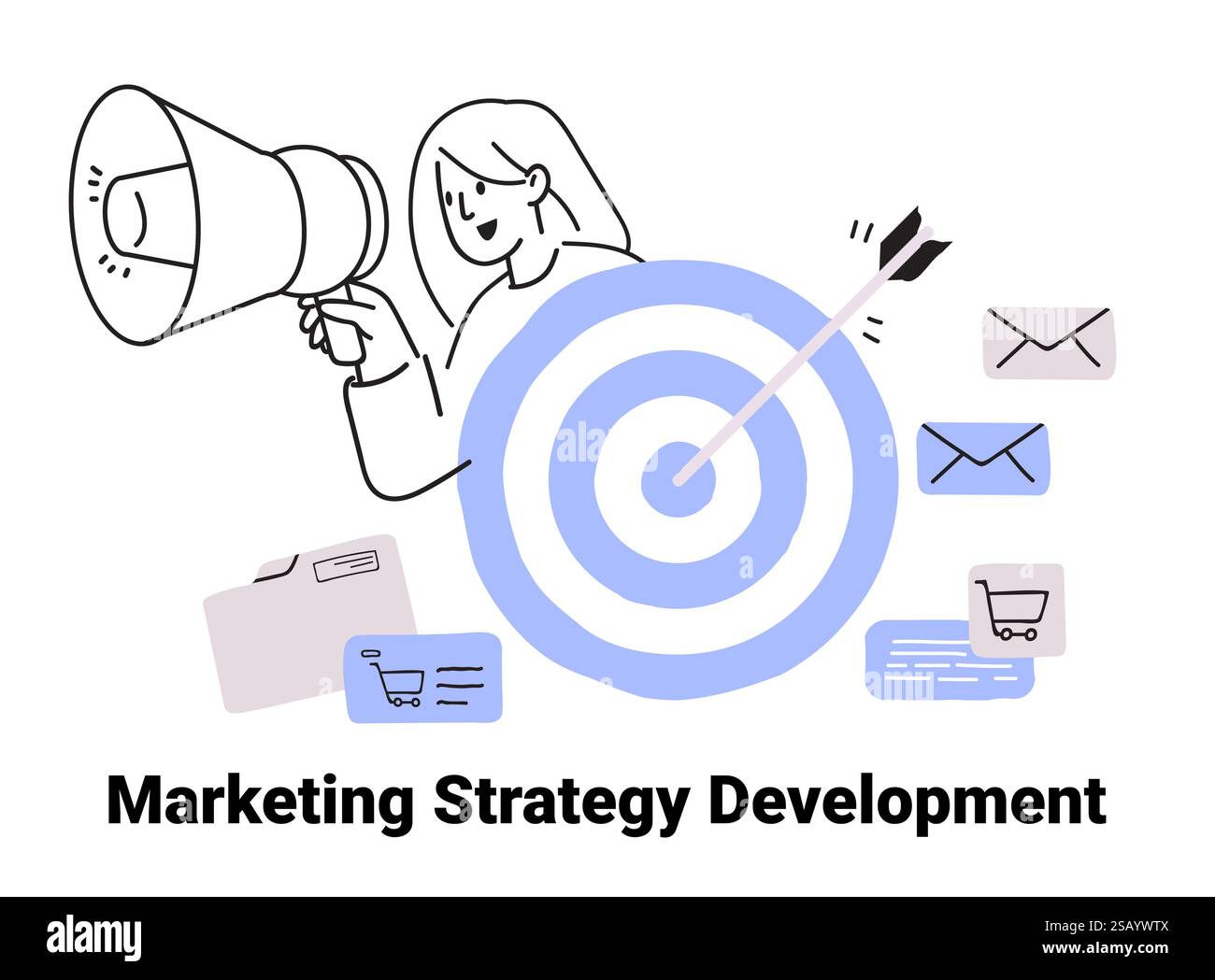 Marketing strategy development concept depicted with a person holding a ...