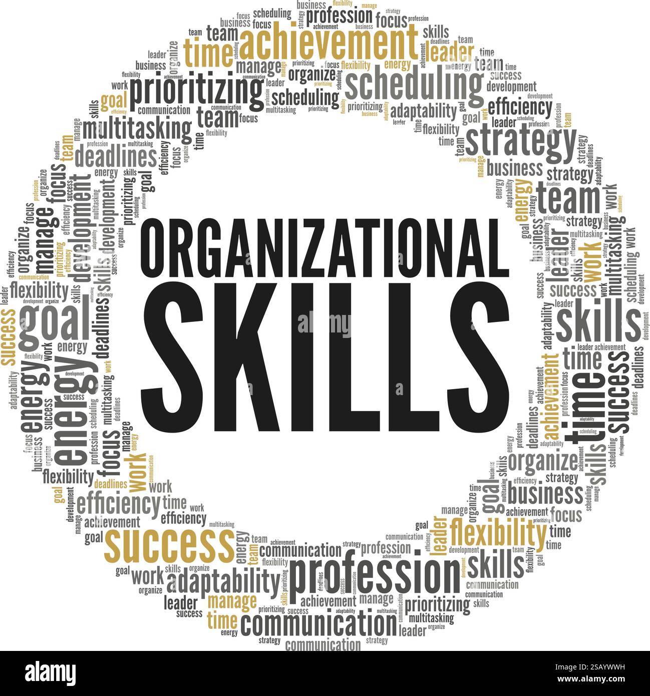 Organizational Skills word cloud conceptual design isolated on white ...