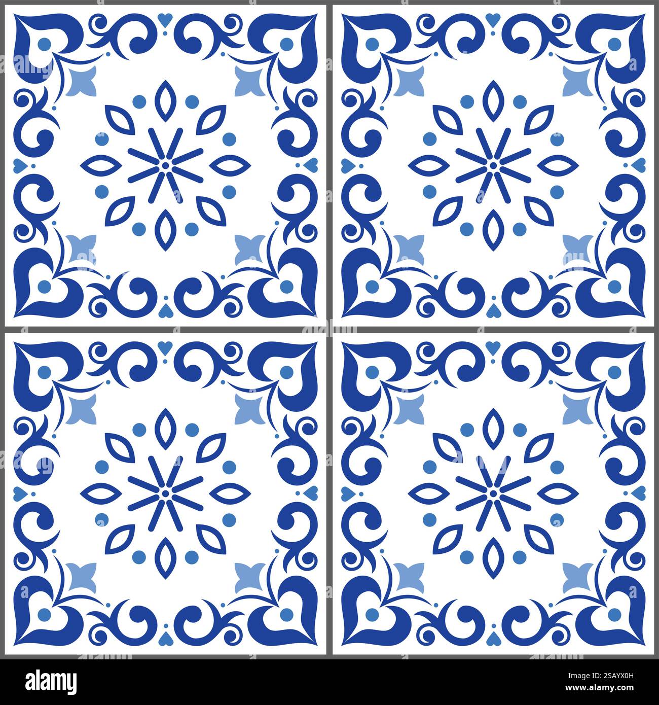 Azulejo wallpaper tiles design - vector seamless pattern - Portuguese ...