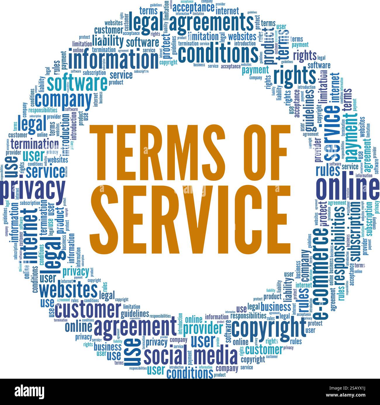 TOS - Terms of Service word cloud conceptual design isolated on white ...