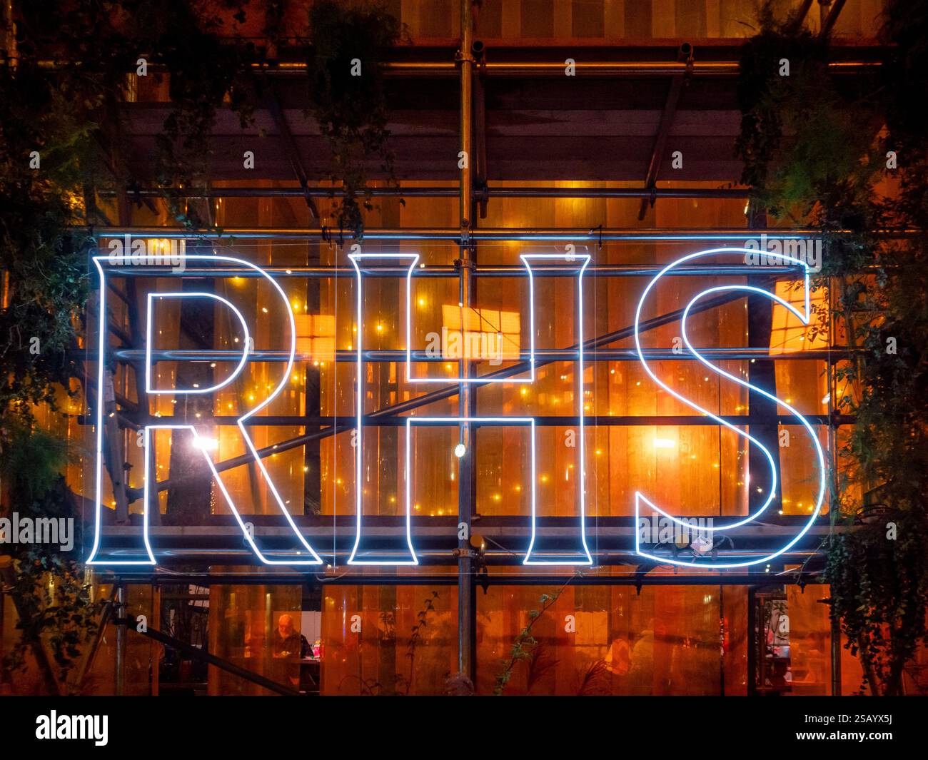 RHS neon sign at the Urban Show at Depot Mayfield. Manchester. UK Stock ...