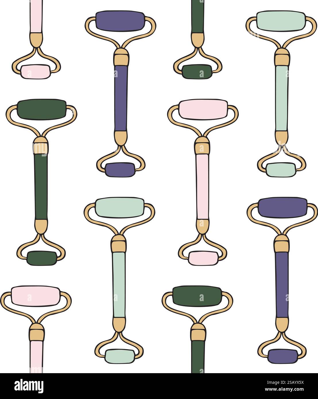 Vector seamless pattern of different color hand drawn doodle sketch gua ...