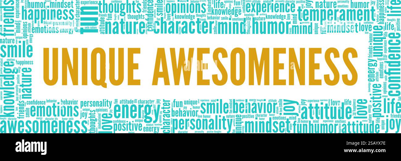 Unique Awesomeness word cloud conceptual design isolated on white ...