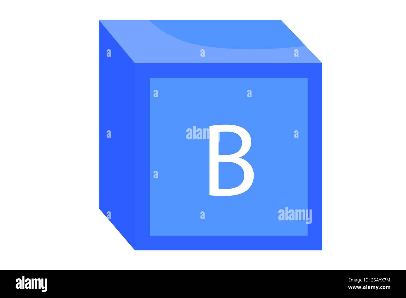 A blue 3D letter B block, a simple educational element for early ...