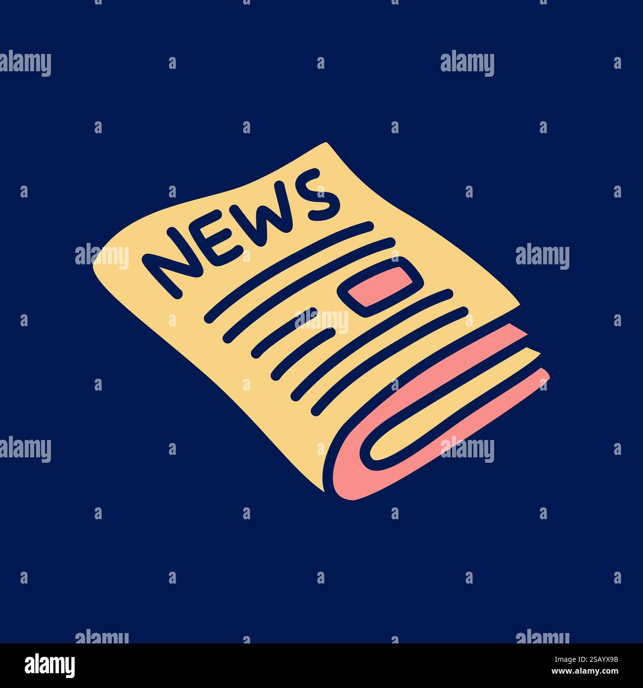 Doodle newspaper icon hand drawn in a modern minimalistic style and ...