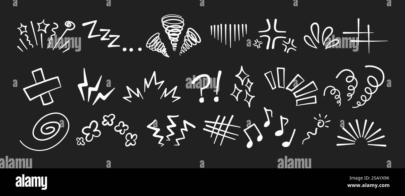 Manga or anime comic emoticon element graphic effects hand drawn doodle ...