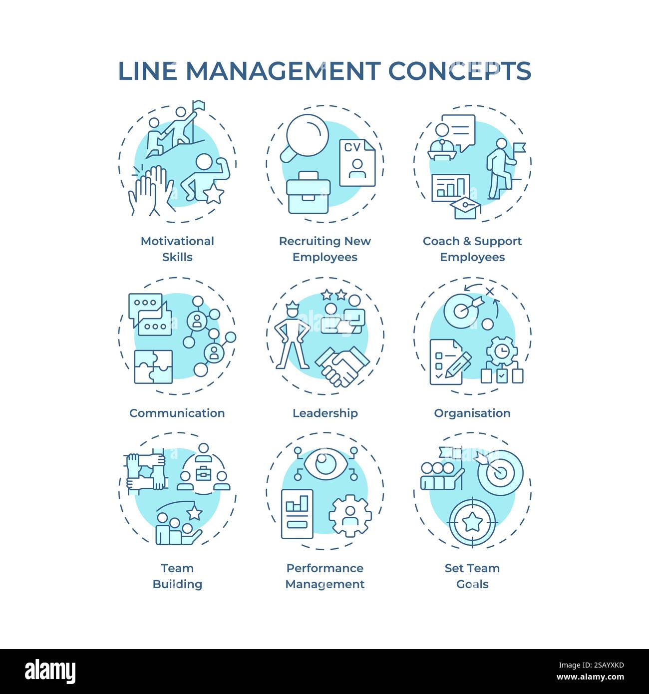 Line management soft blue concept icons Stock Vector Image & Art - Alamy
