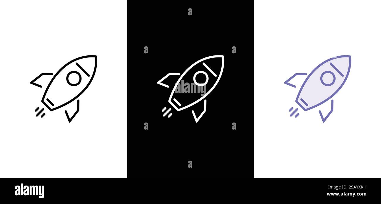 Rocket icon. Simple outline rocket signs set. Rocket launched icon ...