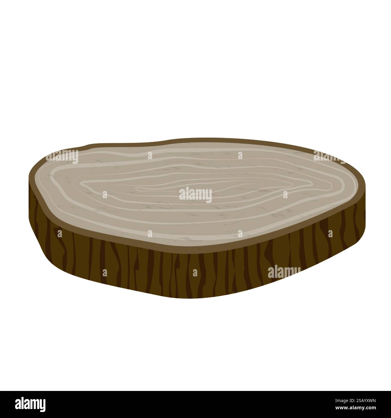 Nature cutted tree trunk with growth rings cartoon illustration Stock ...