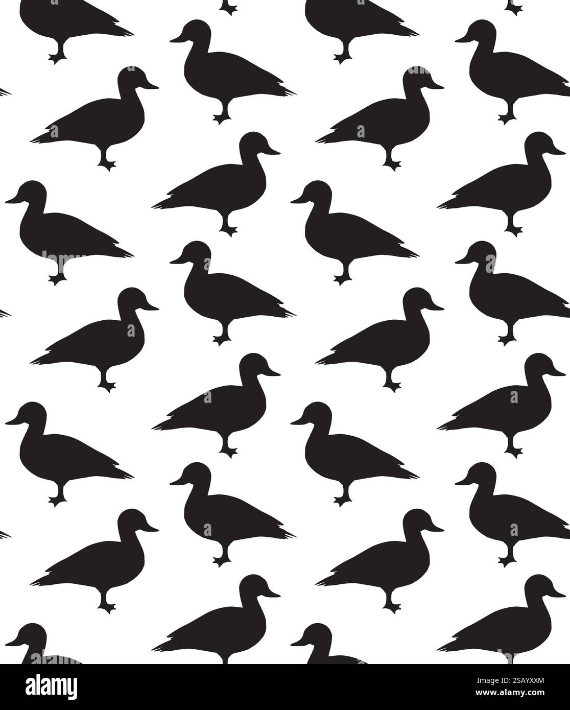 Vector seamless pattern of hand drawn duck silhouette isolated on white ...