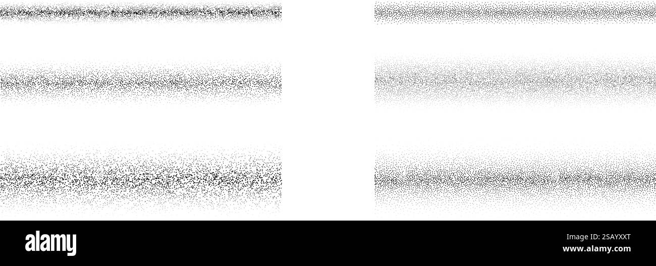 Black dotted gradient texture set. Stippled grain brush element ...