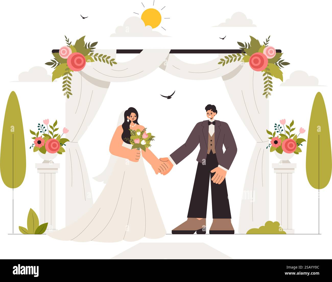 Beautiful floral decorations anniversary Stock Vector Images - Alamy