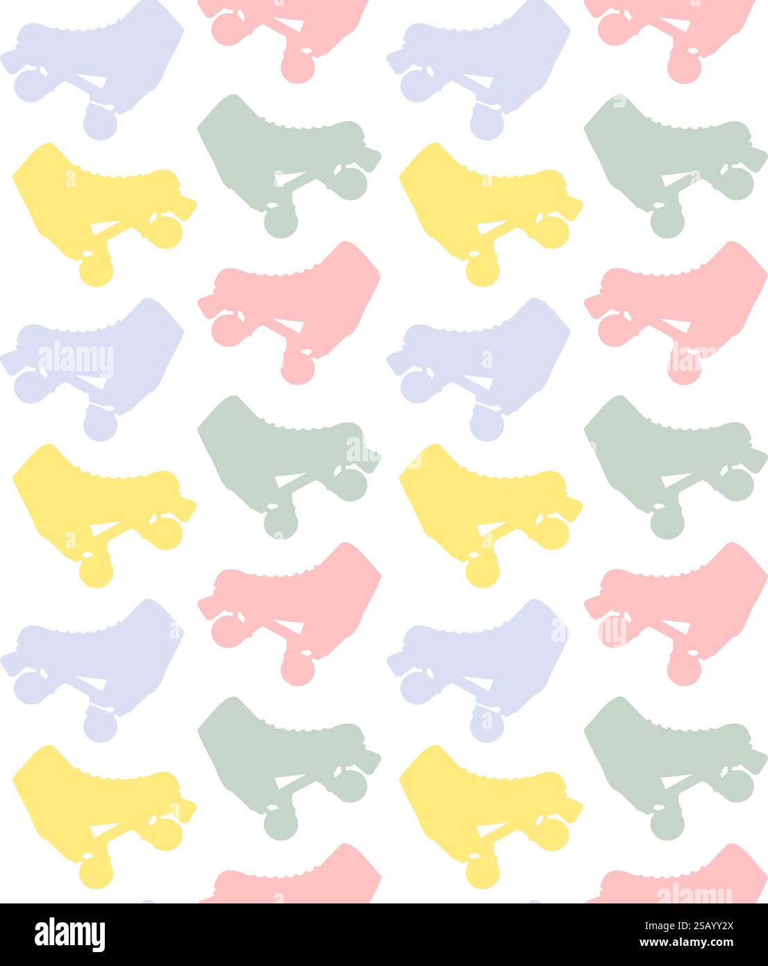 Vector seamless pattern of different color quad roller skates ...