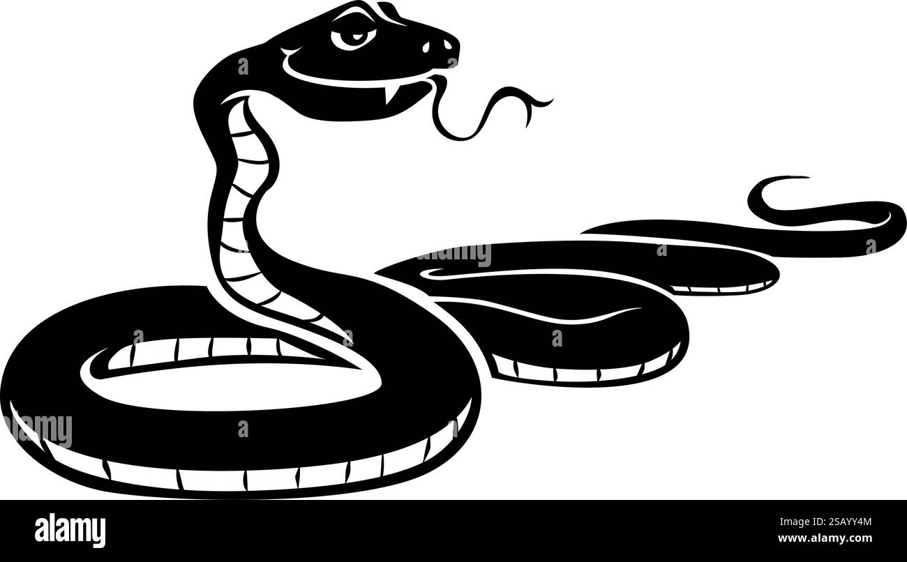 Snake icon or logo template in comic cartoon style. Vector on ...