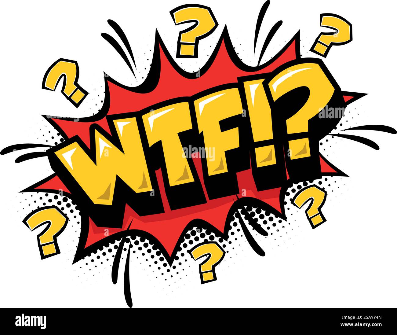 Lettering WTF in comic style. Vector negative burst icon speech phrase ...