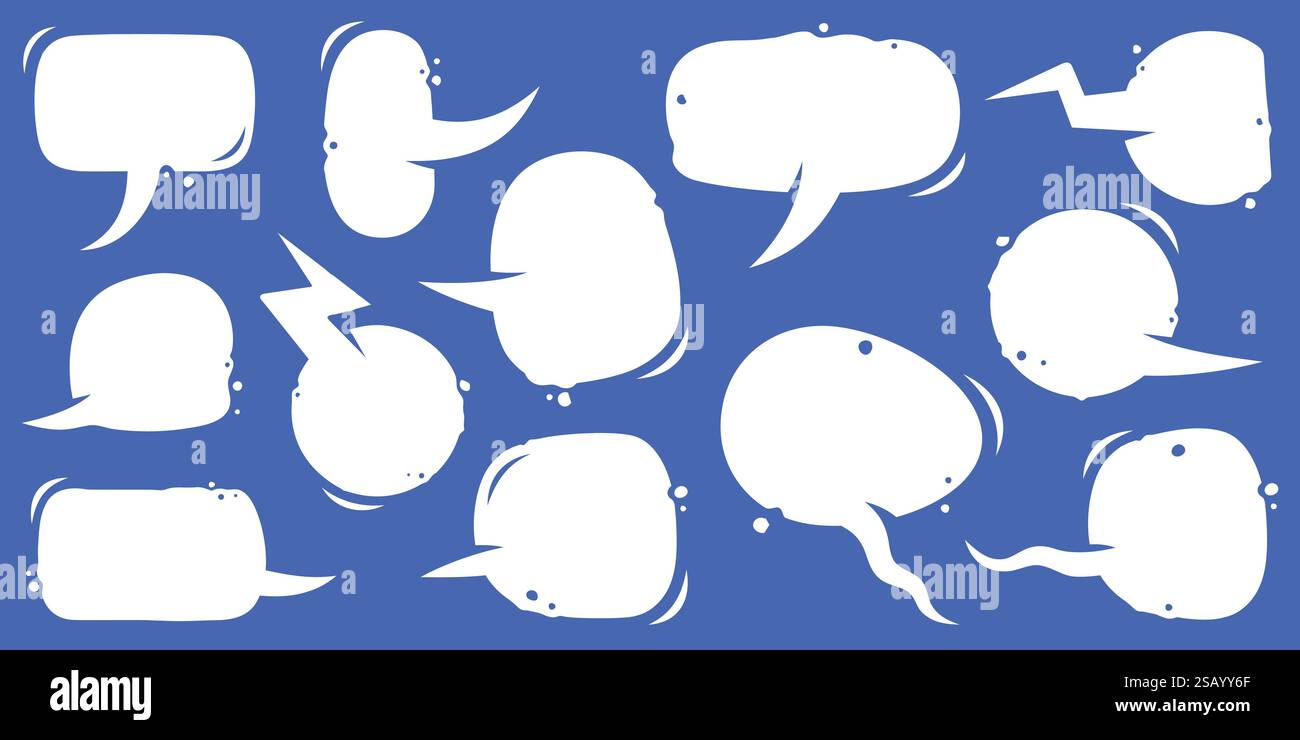 Speak bubble set, hand drawn speech bubble, talk balloon shapes in ...