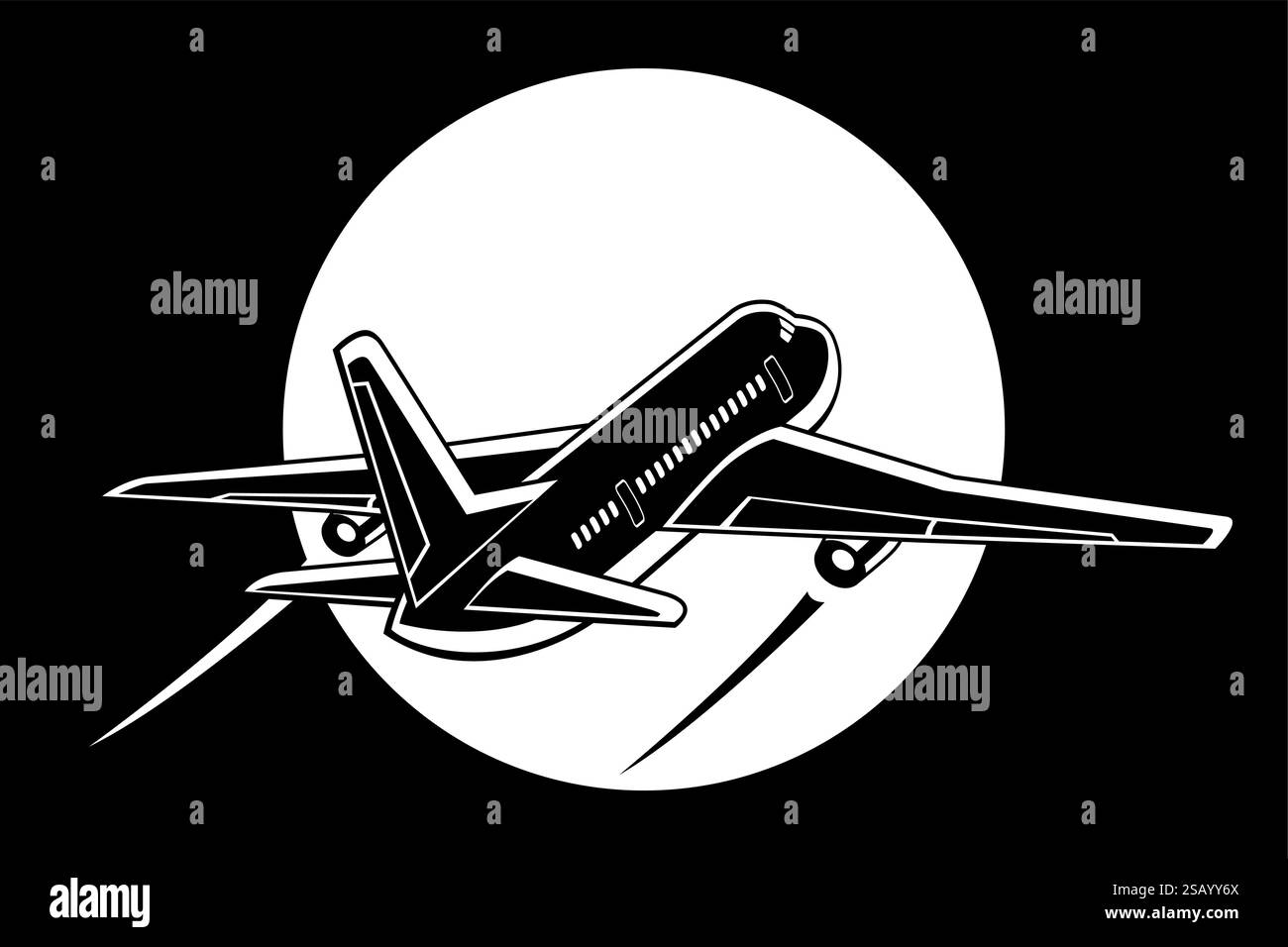 Airplane flying to the sun – vector illustration Stock Vector Image ...