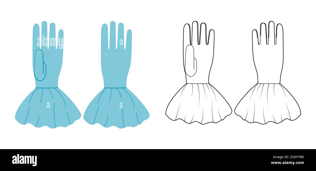 Gloves With Ruffled Cuff Wrist Above length aqua cartoon and mockup ...