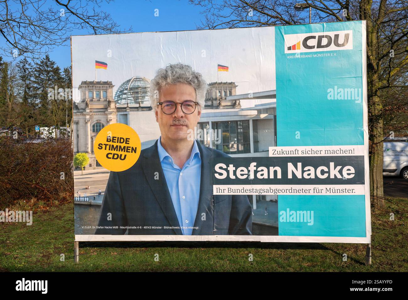 Bundestagswahlkampf 2025 / Wahlplakate der CDU, Stefan Nacke. Münster, Nordrhein-Westfalen, DEU ...