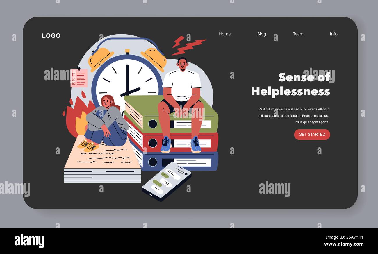 Burnout concept. Illustration featuring individuals overwhelmed by ...