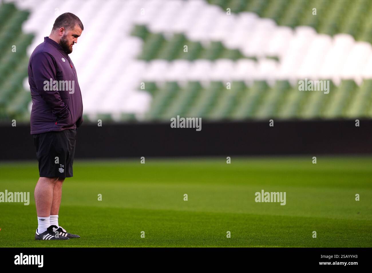 England scrum coach Tom Harrison during the captain's run at the Aviva ...