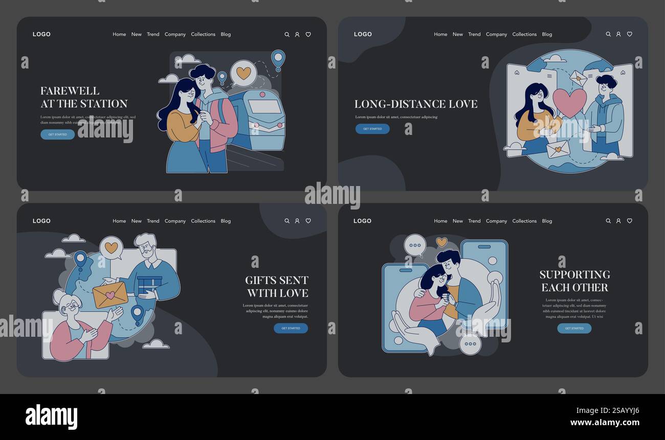 Long Distance Love concept. Illustrates the emotional journey of ...