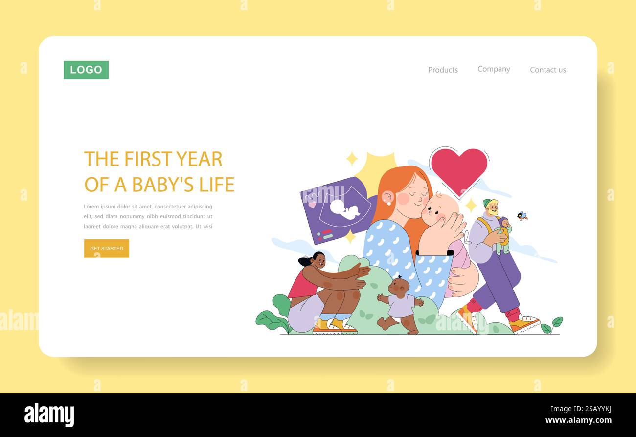 Baby's first year concept. Heartwarming moments as parents and siblings ...