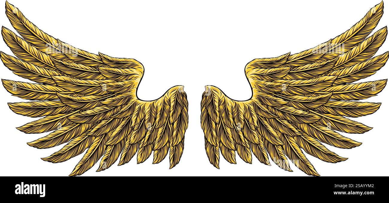 Eagle Angel Wings Tattoo Vintage Woodcut Style Stock Vector Image & Art ...