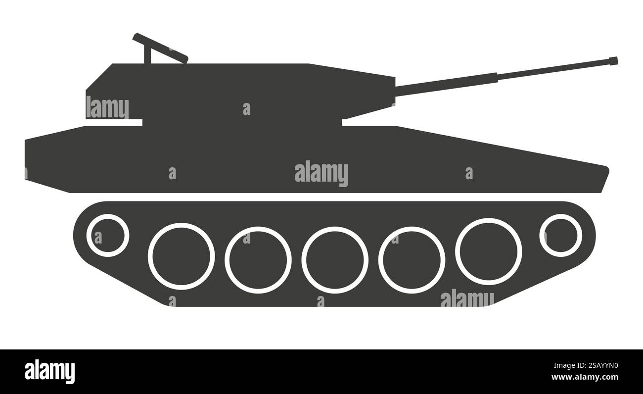 Military tank simple silhouette. Flat vector illustration isolated on ...