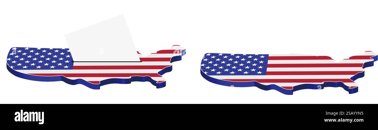 A map of the United States with a ballot stuck into it. American ...