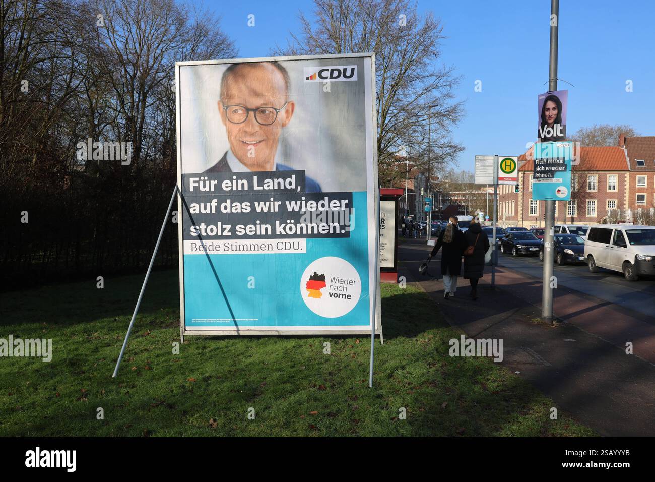 Bundestagswahlkampf 2025 / Wahlplakate der CDU, Friedrich Merz. Münster ...