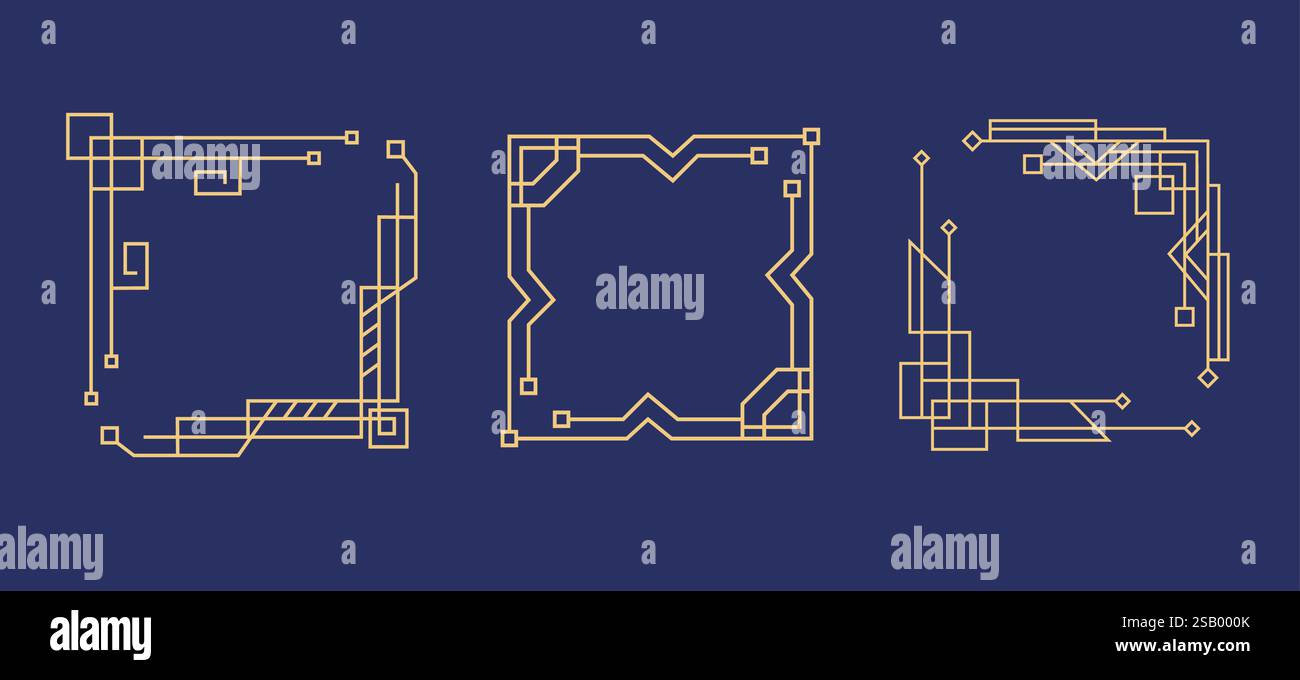 Art Deco Line Gold Frames Set Stock Vector Image & Art - Alamy