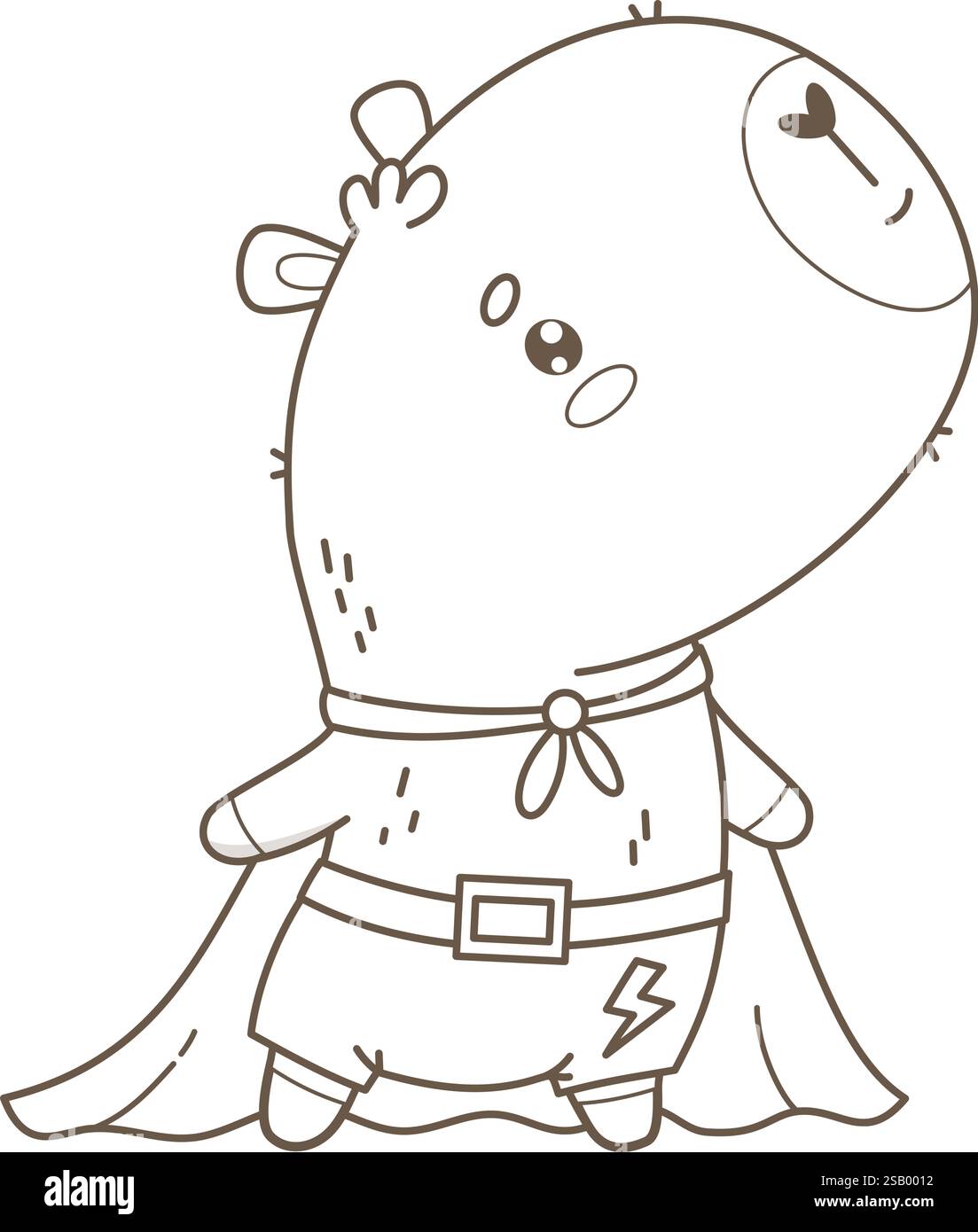 Outline Cute Capybara Superhero. Funny cartoon kawaii character animal ...