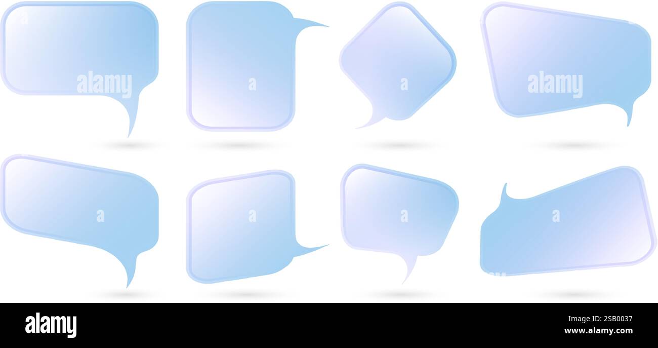 Set of pink blue pastel speech bubbles chat apps iridescent colors ...