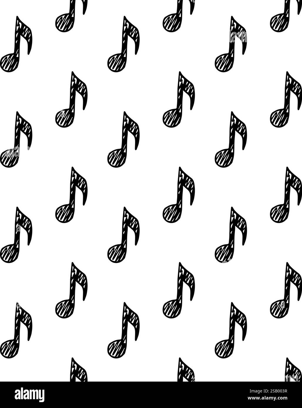 Vector seamless pattern of hand drawn doodle sketch music note isolated ...