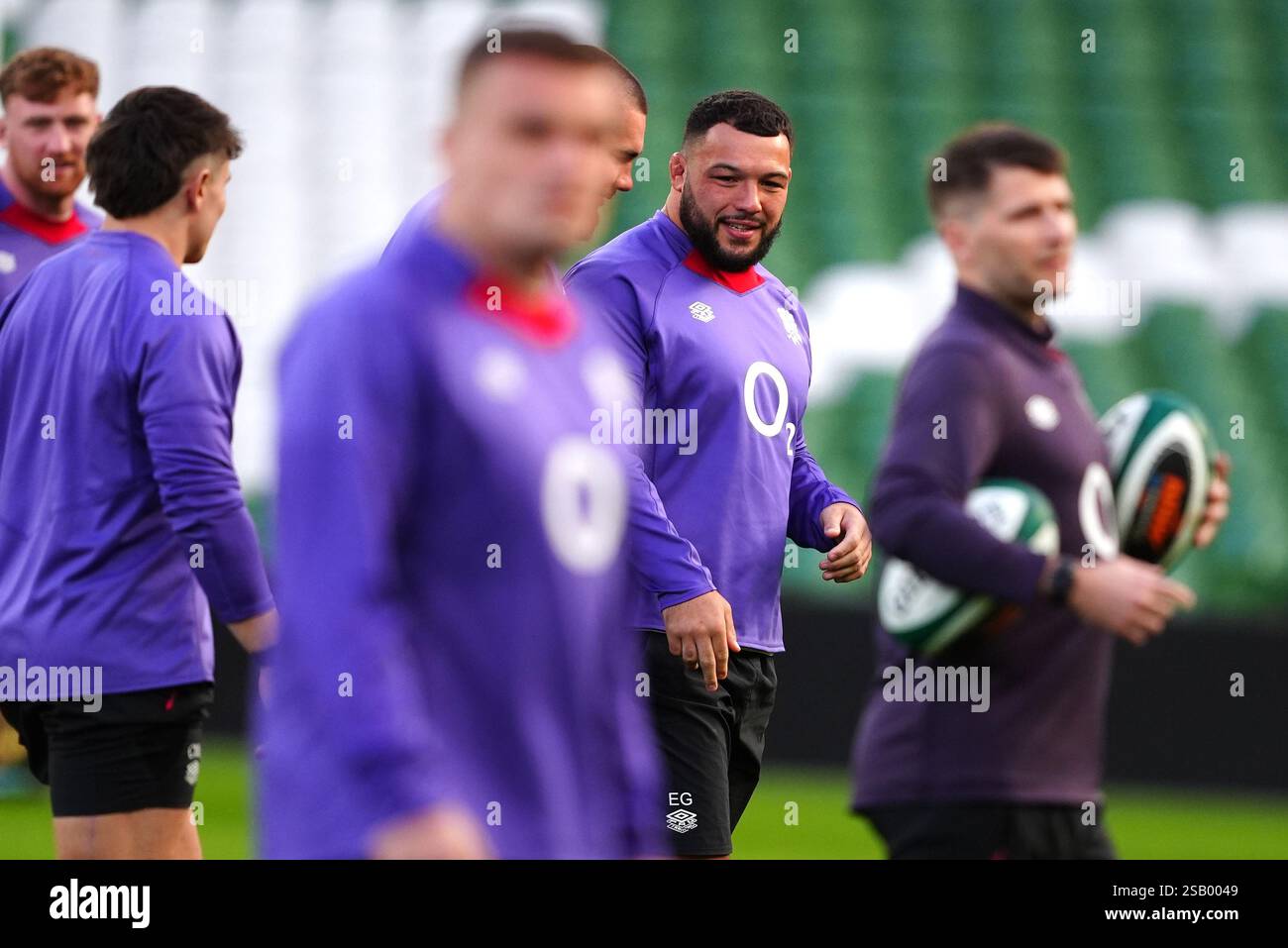 England's Ellis Genge (facing) during the captain's run at the Aviva ...