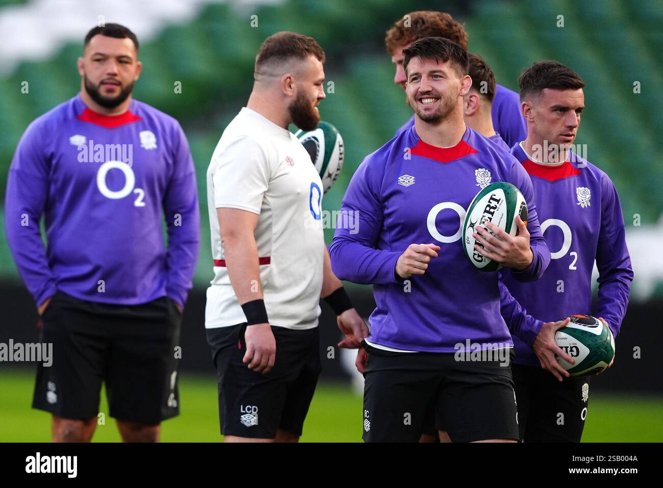England's Ben Curry (second right) and team-mates during the captain's ...