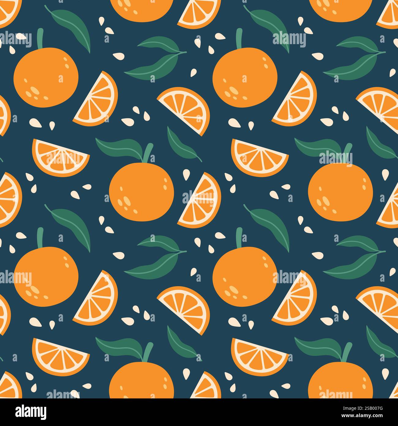 Orange seamless pattern. Mandarin fruit. Organic vitamins and healthy ...