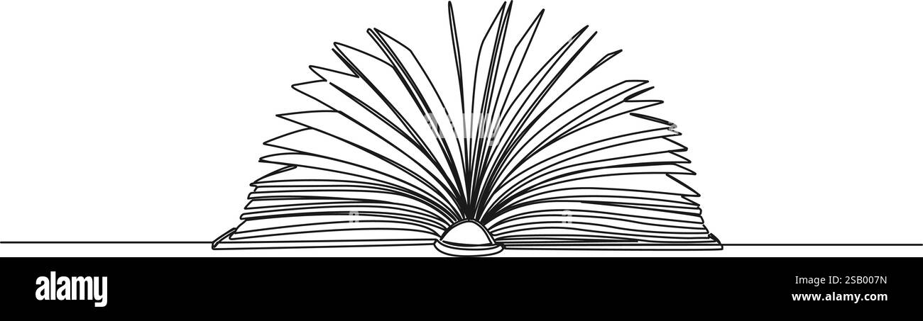 continuous single line drawing of open book, line art vector ...