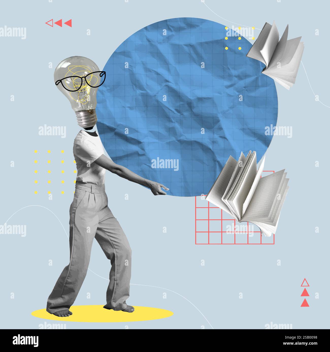 Creative education collage featuring a student with a light bulb head ...