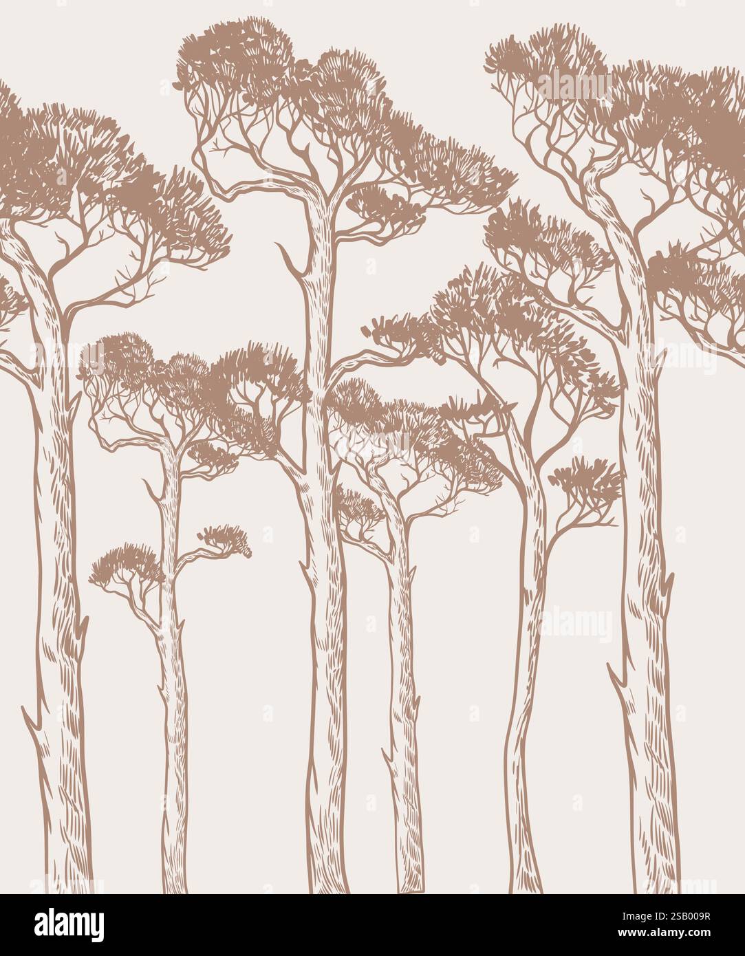 Mural with monocrome pines. Vector Stock Vector Image & Art - Alamy