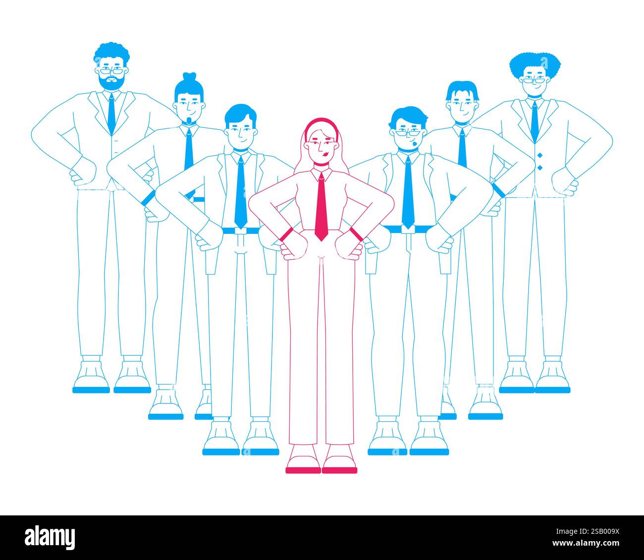 Confident diverse group of professionals 2D cartoon characters Stock ...