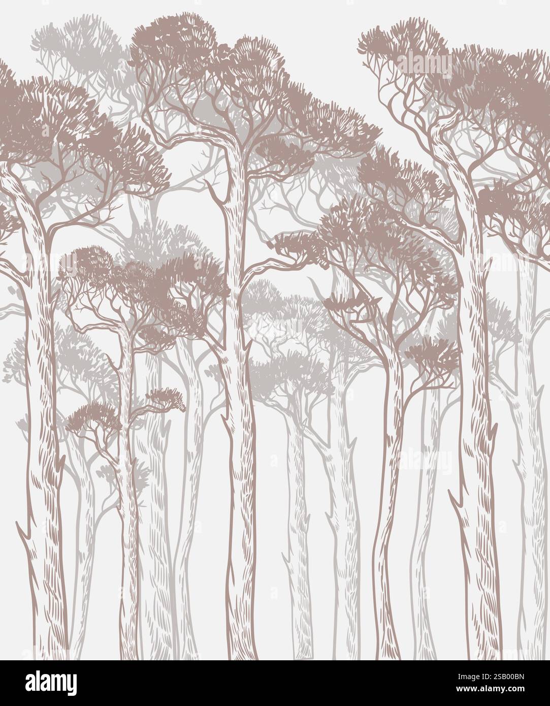 Mural with monocrome pines. Vector Stock Vector Image & Art - Alamy