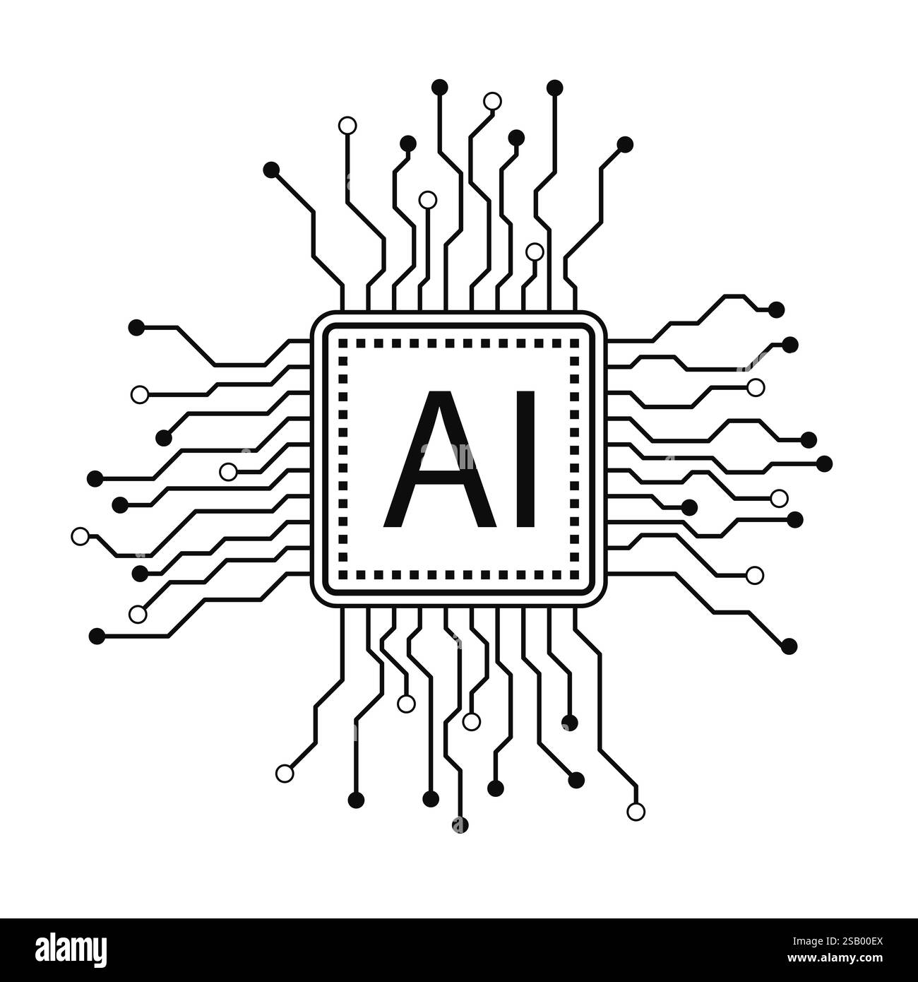 Artificial intelligence icon. Processor, chip logo. Vector illustration ...