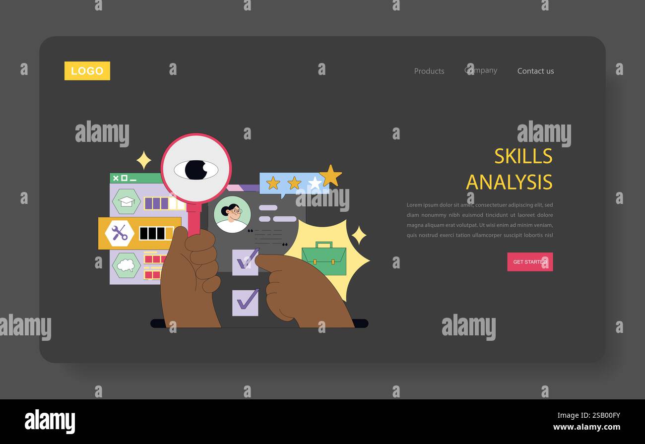 Career Change concept. Professional skill evaluation with magnifying ...