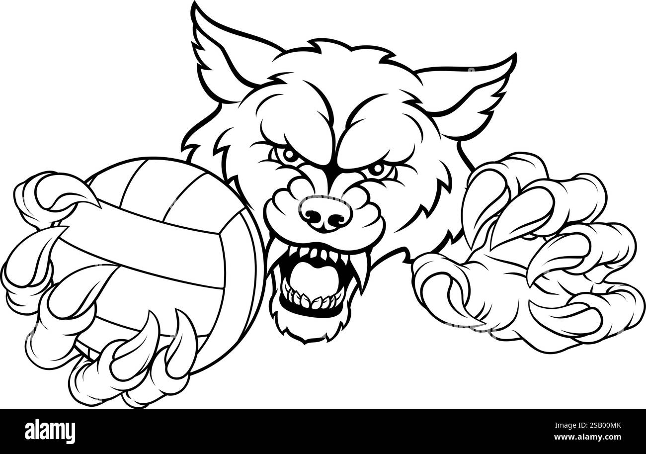 Wolf Werewolf Volleyball Volley Ball Claw Mascot Stock Vector Image ...