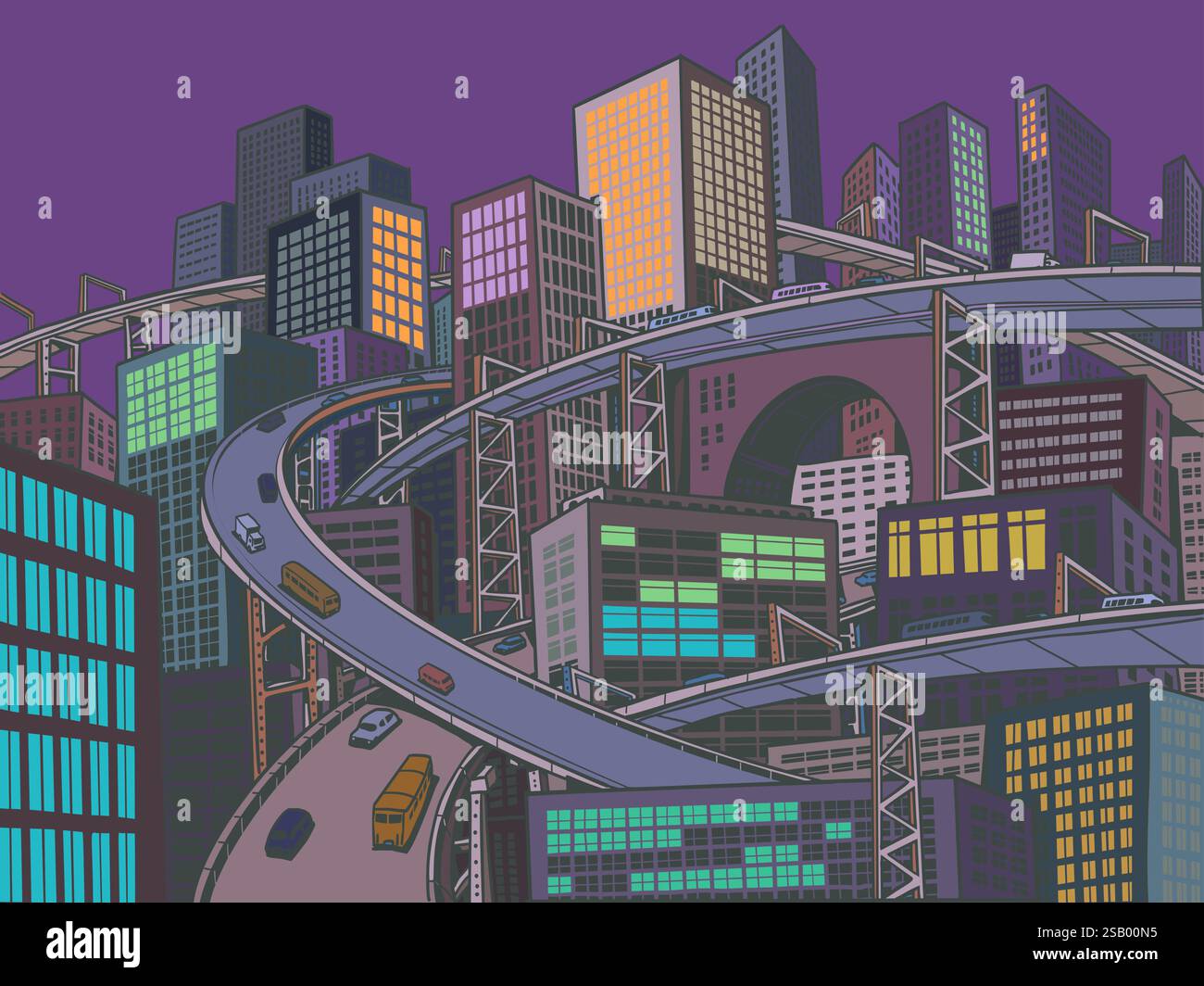 Megapolis city with many roads high. Urbanism is a modern problem. Sale ...