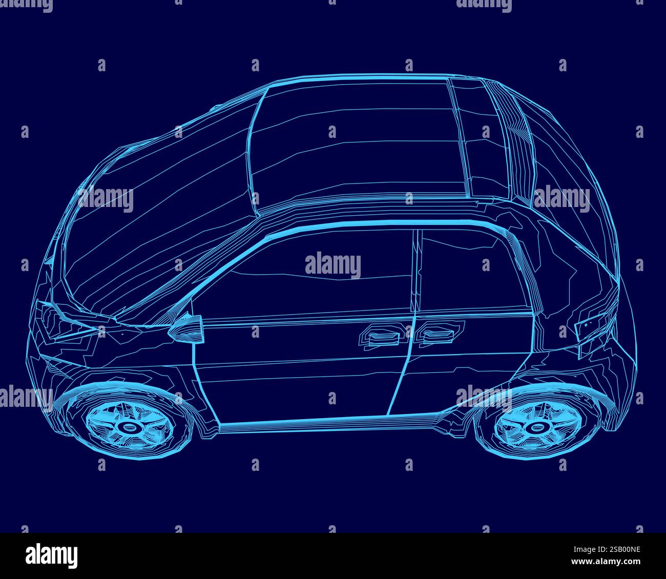 Blue car outline. The car is shown in a 3D format Stock Vector Image ...