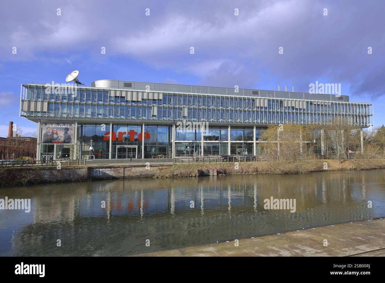 Modern building of the broadcasting station Arte of ARD and ZDF at the ...